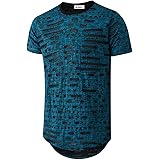 KLIEGOU Mens Hipster Hip Hop Ripped Round Hemline Pattern Print T Shirt ...
