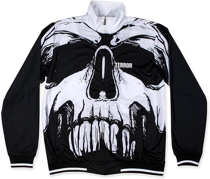 Trainingsjacke 100% Hardcore "TERROR DOUBLE SKULL" Jacke Gabber Schwarz ...