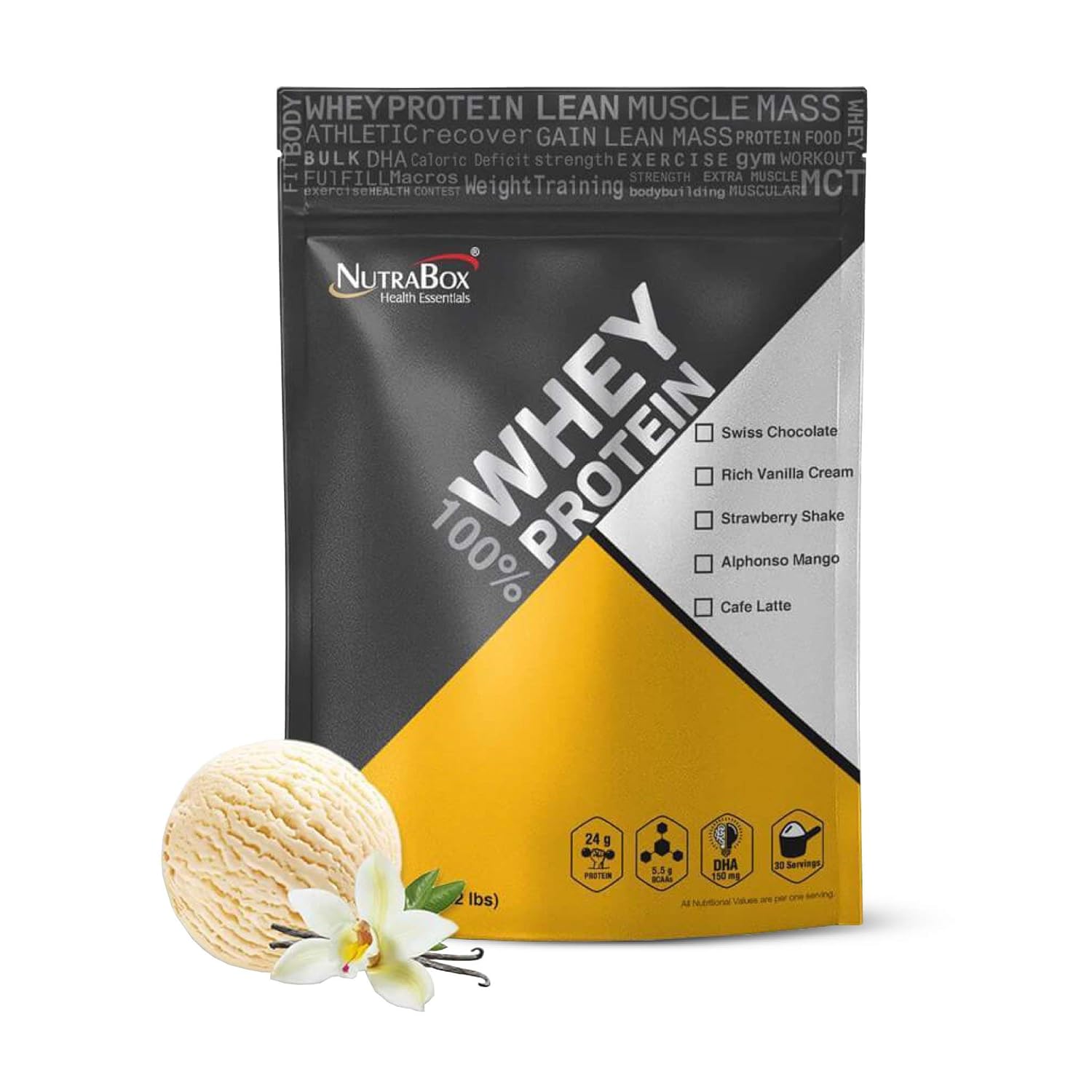Nutrabox 100% Whey Protein Powder Rich Vanilla Cream Flavour ...