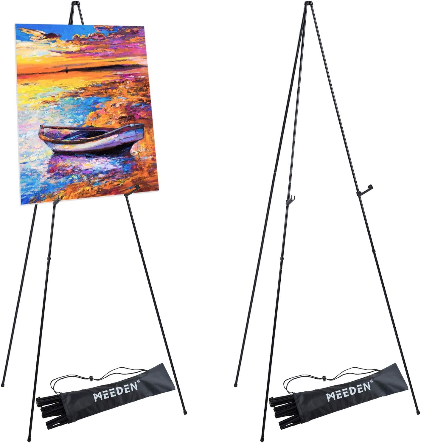 MEEDEN 2-Pack Steel Folding Tripod Display Easel -63” Tall Adjustable ...