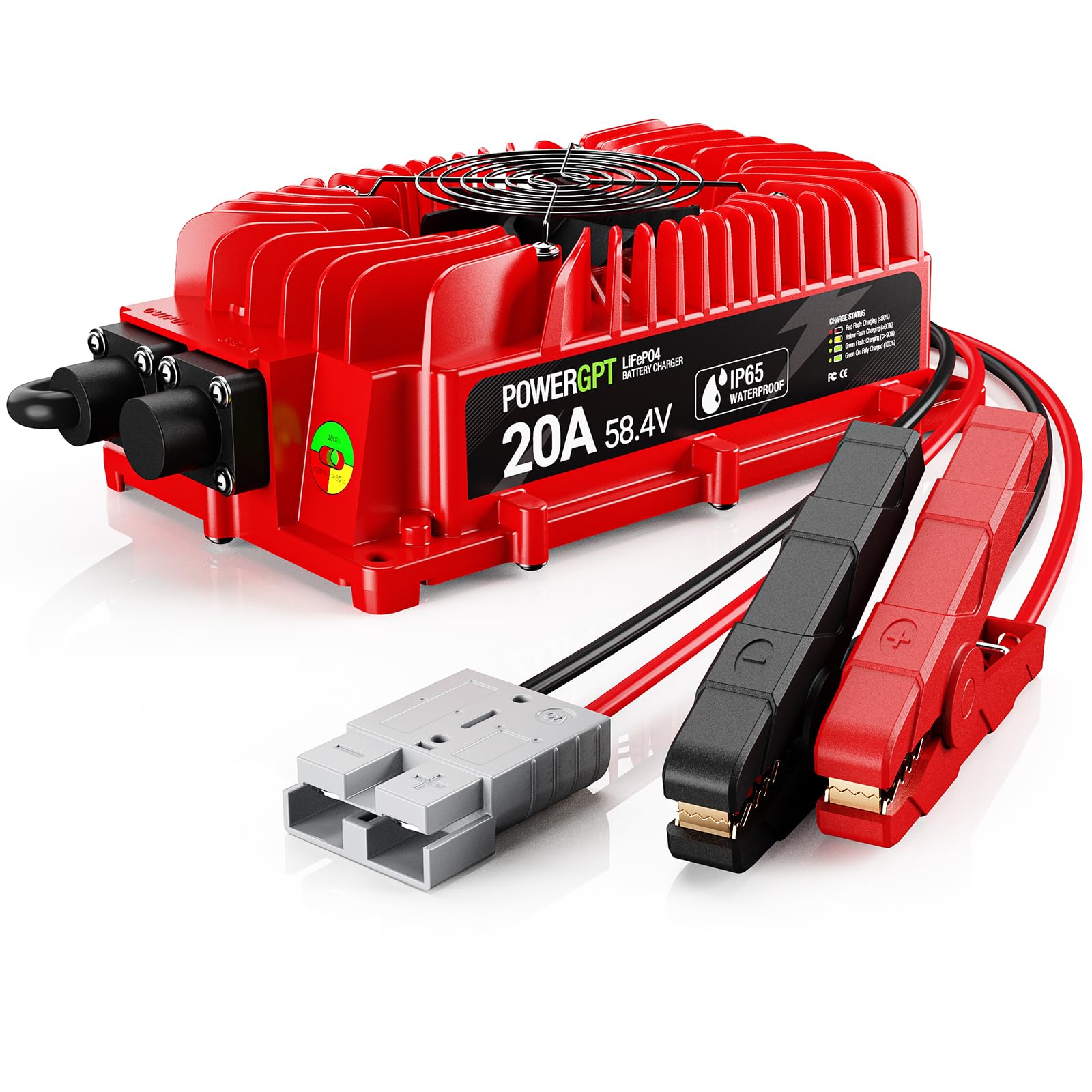 PowerGpt 58.4V 20 AMP Lithium Battery Charger for 48V/51.2V LiFePO4(LFP ...