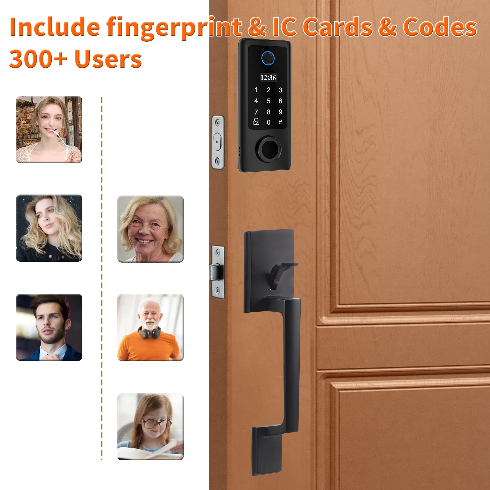 Mua Yosimika Heavy Duty Smart Door Lock - Keyless Entry with Handles ...