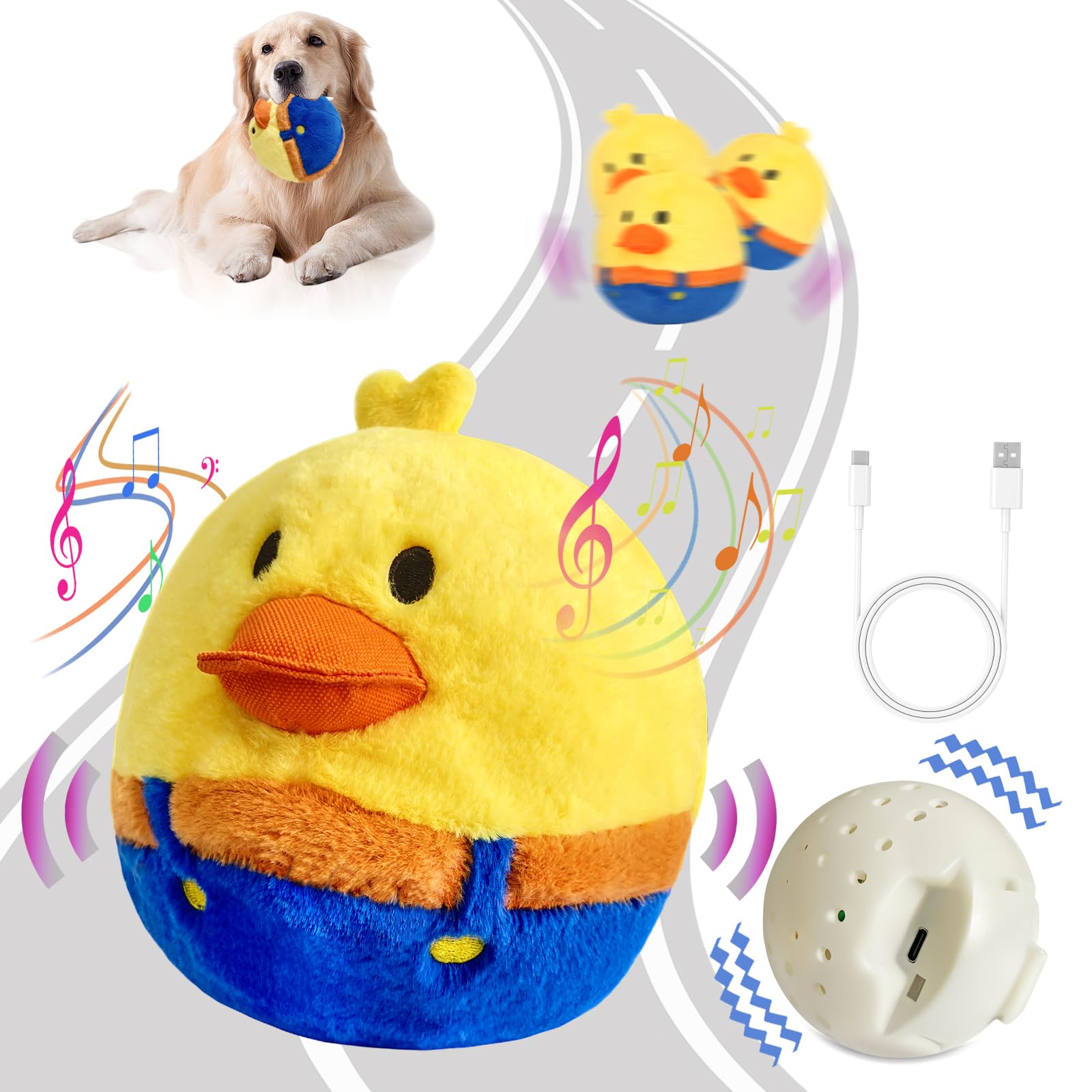 Rechargeable Interactive Moving Dog Toys, Automatic Crazy Jumping Duck ...