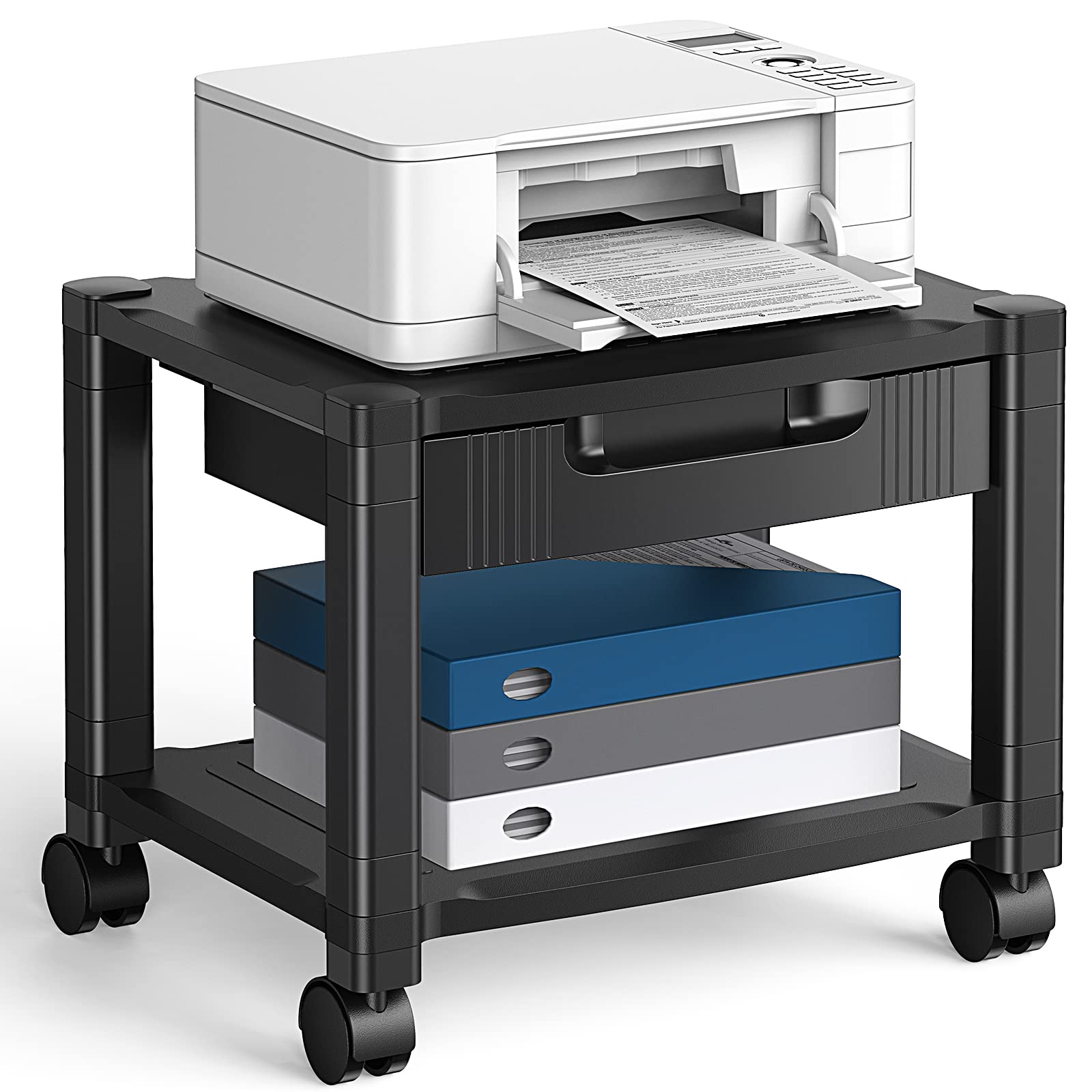 HUANUO Printer Stand with Cable Management and Storage Drawer, Printer ...