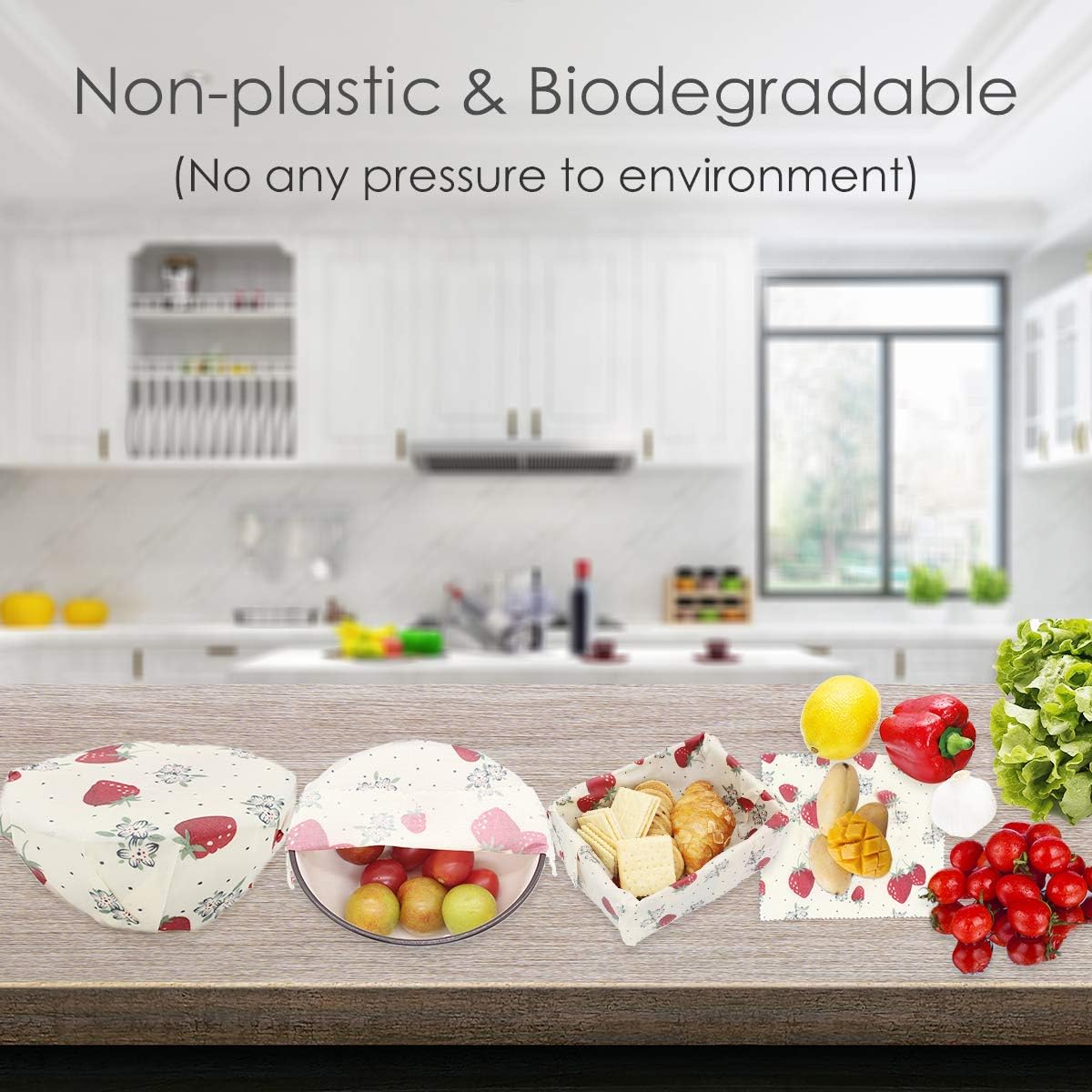 Beeswax Food Wrap Reusable Organic Wraps Food Storage Cloth 3-Pack ...