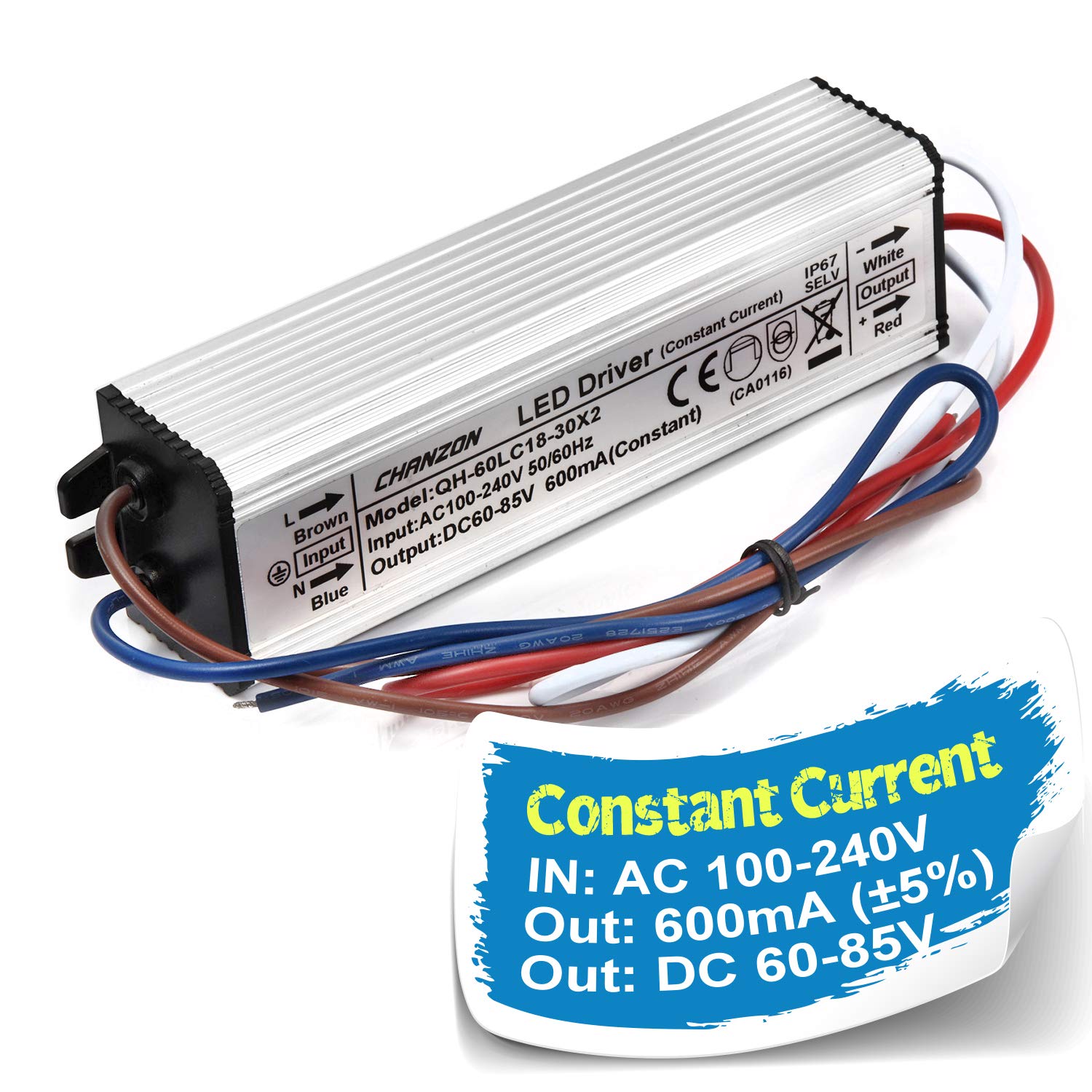Chanzon LED Driver 600mA (Constant Current Output) 60V-85V (Input 100 ...