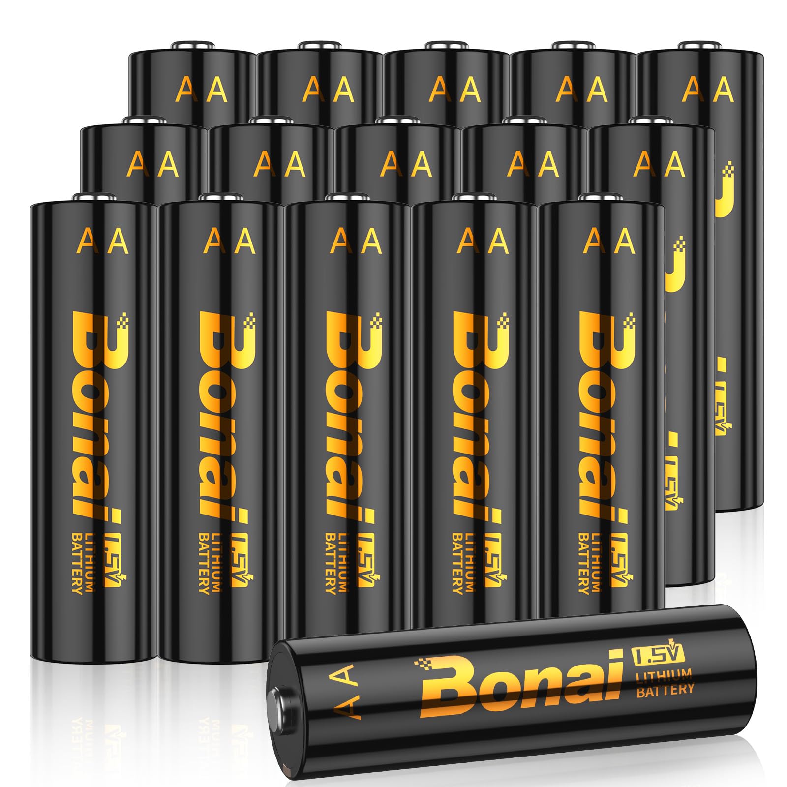 BONAI Lithium Batteries AA 16 Pack, 1.5V Longest Lasting Double A ...