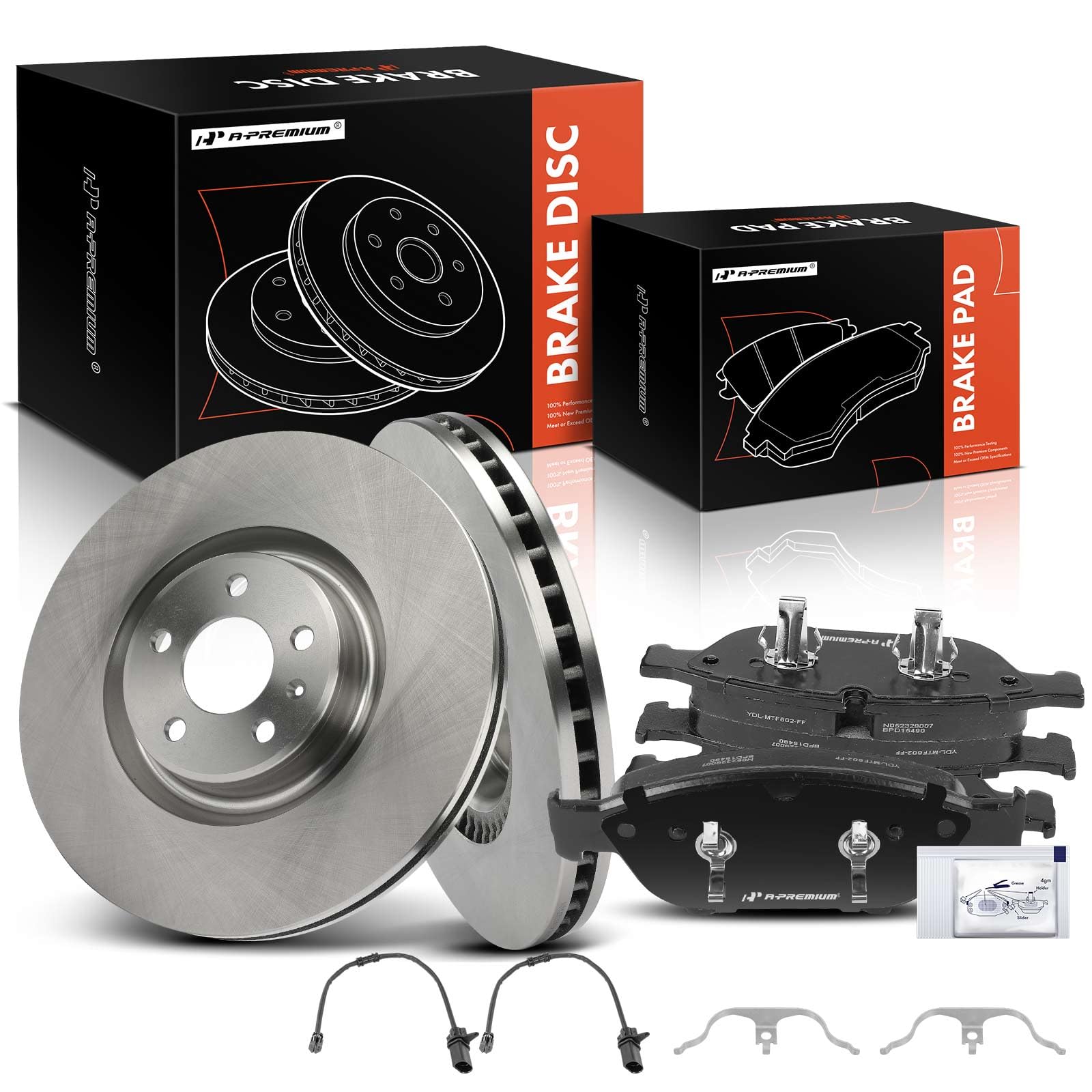 A-Premium 14.02 inch (356 mm) Front Vented Disc Brake Rotors + Ceramic ...