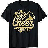 Amazon.com: Cheer Mimi Biggest Fan Cheerleader Black Yellow Gold Pom ...