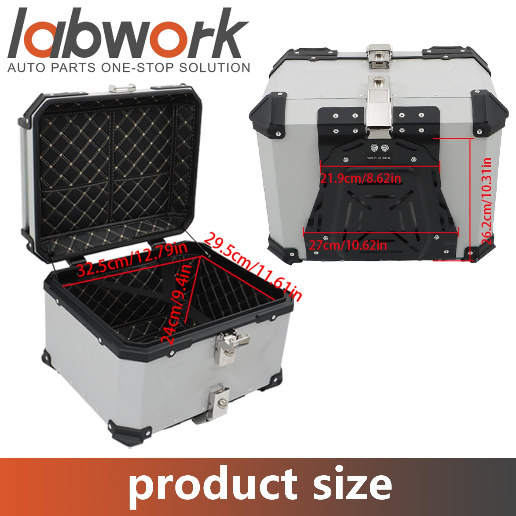 Mua 55L Motorcycle Top Case Tail Box with Backrest and Mounting Plate ...