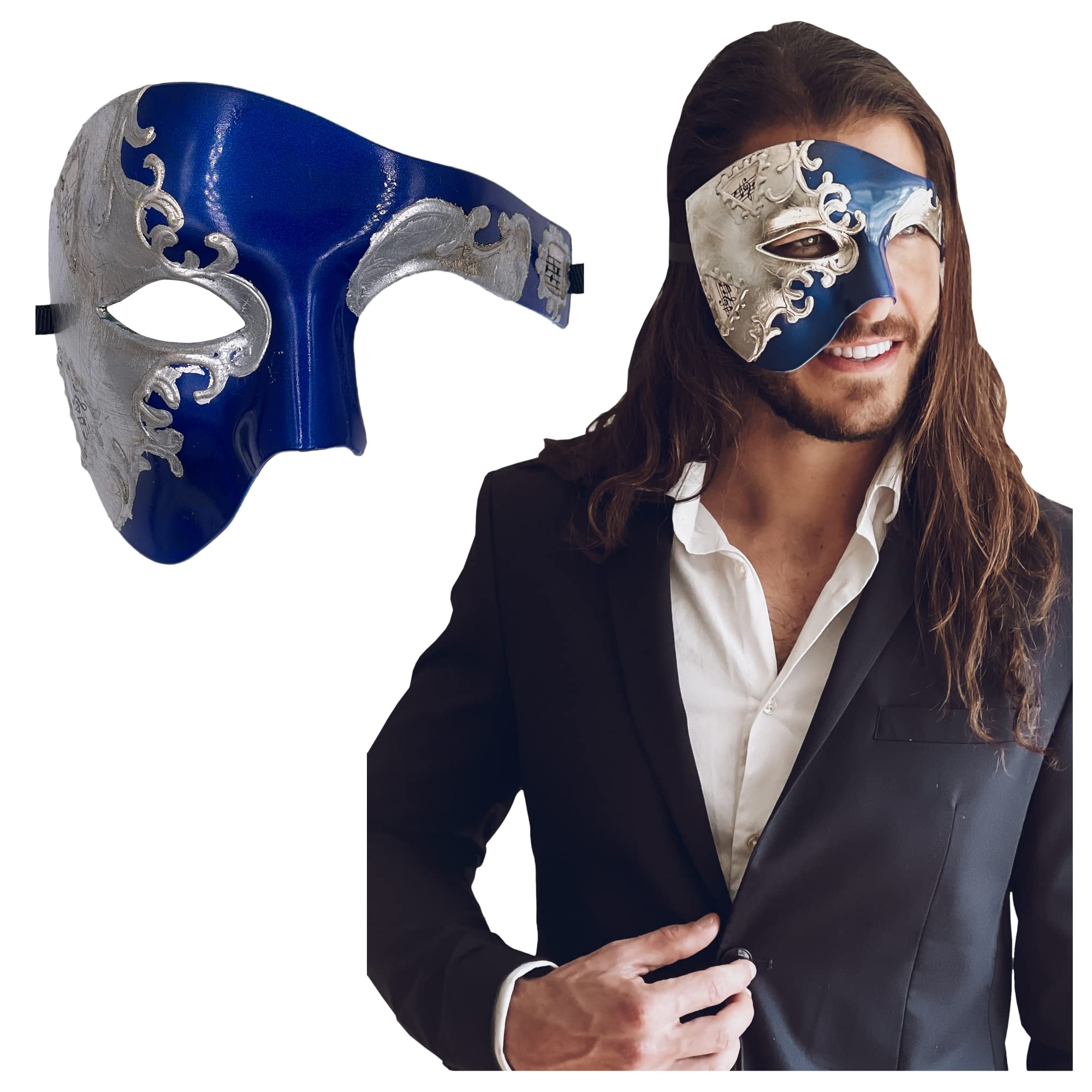 Half Face Masquerade Mask For Men Phantom Of The Opera Mask for ...