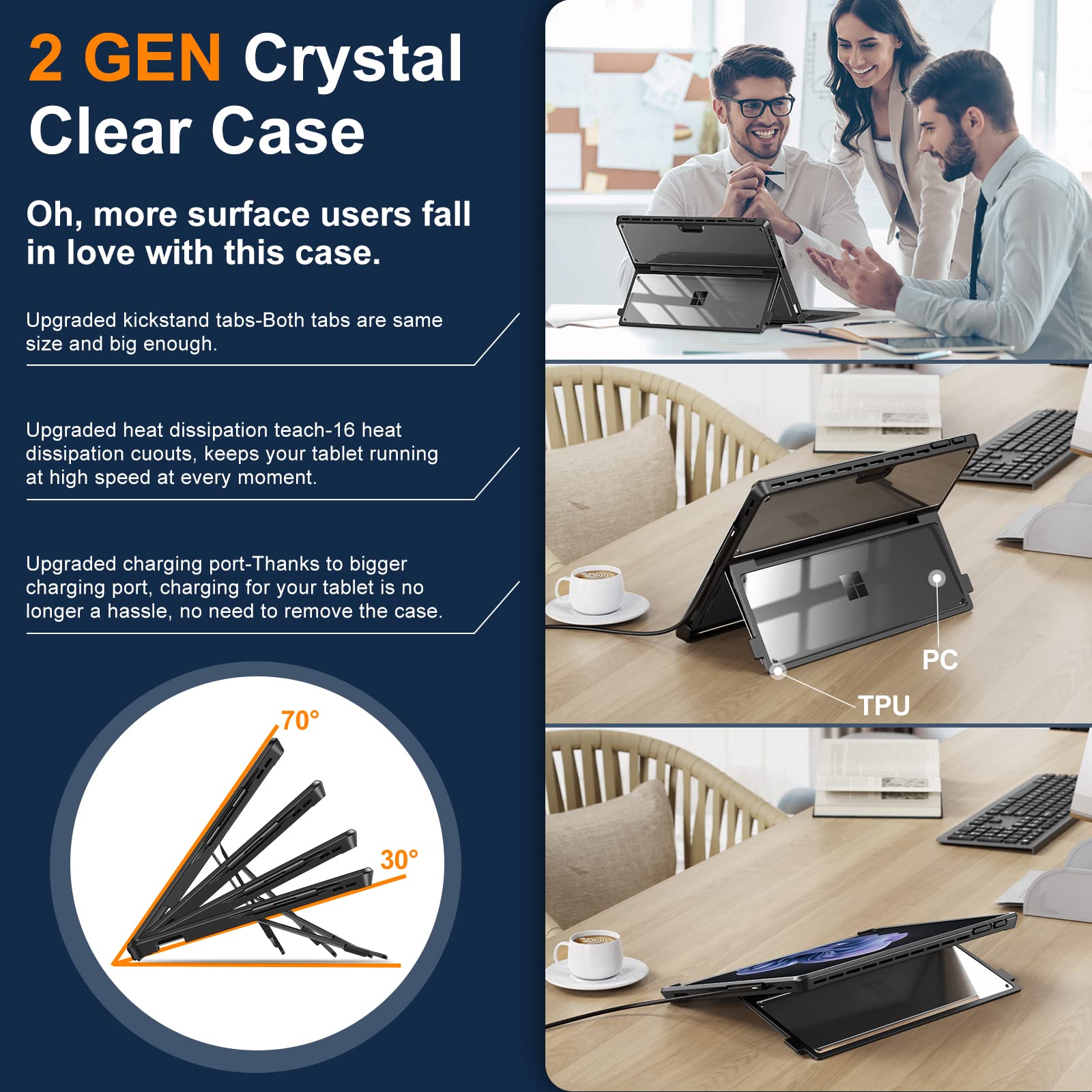 Mua INFILAND Surface Pro 11/10/9 Case, Crystal Clear Multi-Angle ...