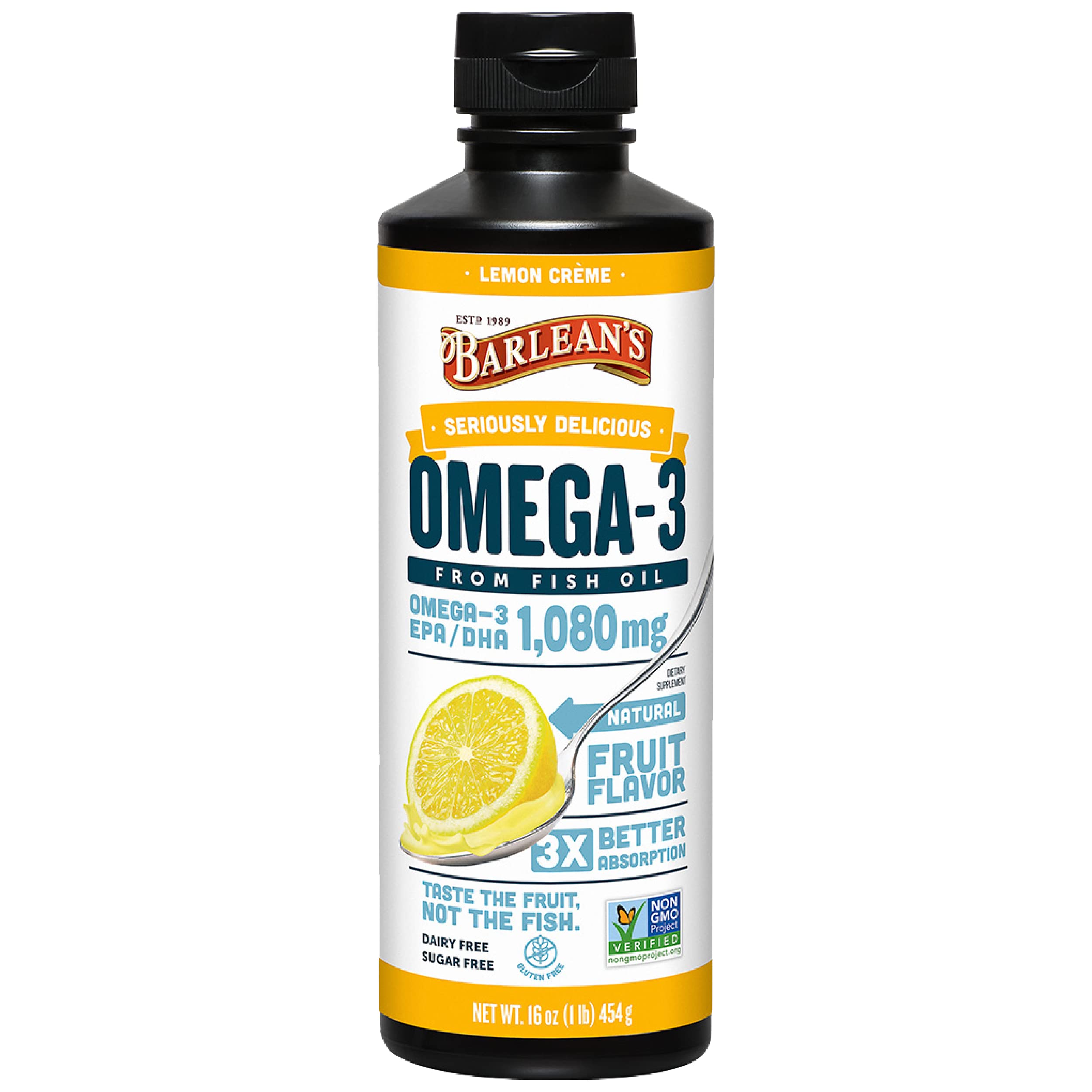 Mua Lemon Crème Omega 3 Fish Oil Liquid Supplement, 1080mg of Omega 3 ...