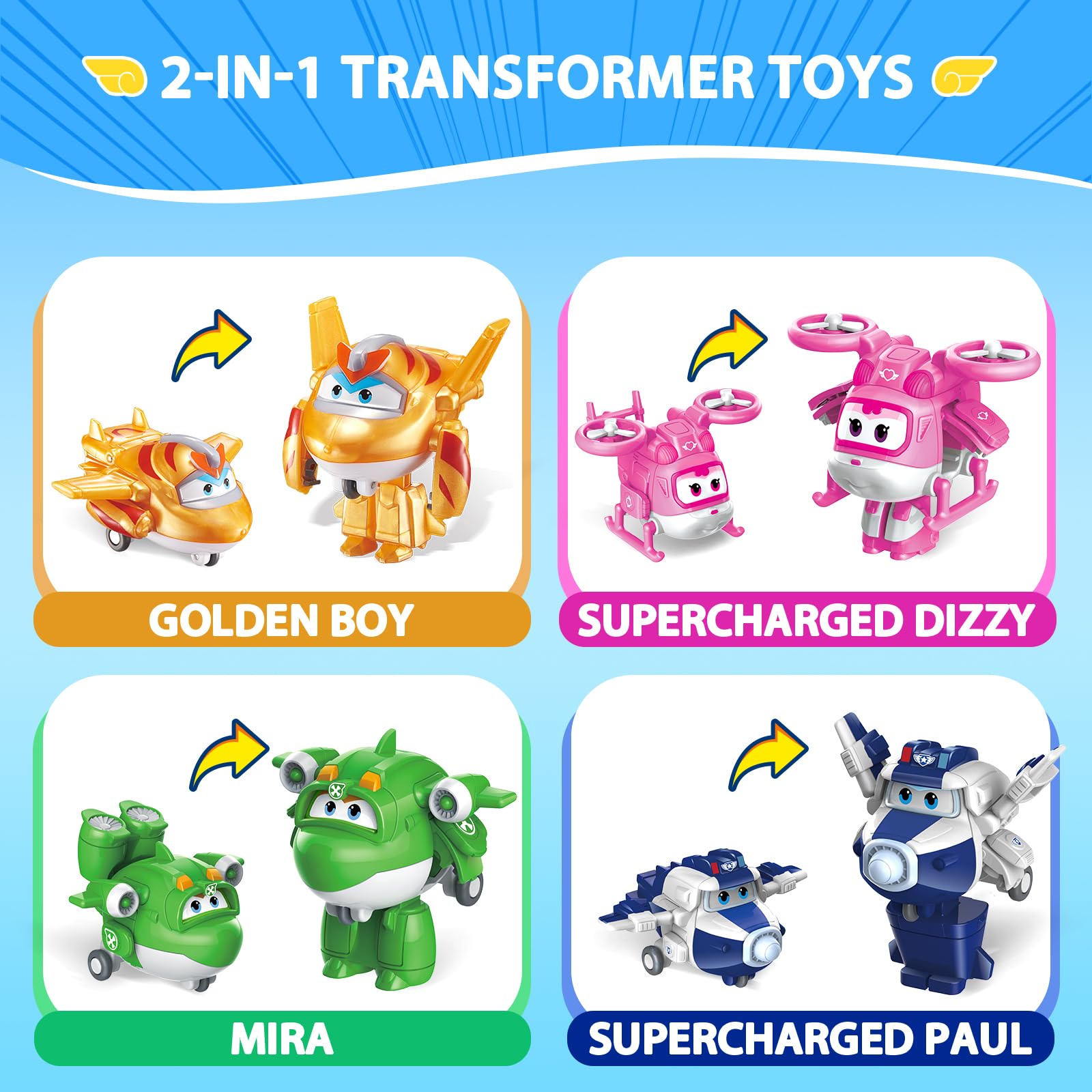Mua Super Wings 2" Transform-a-Bot 4-Pack, Supercharged Paul, Dizzy ...