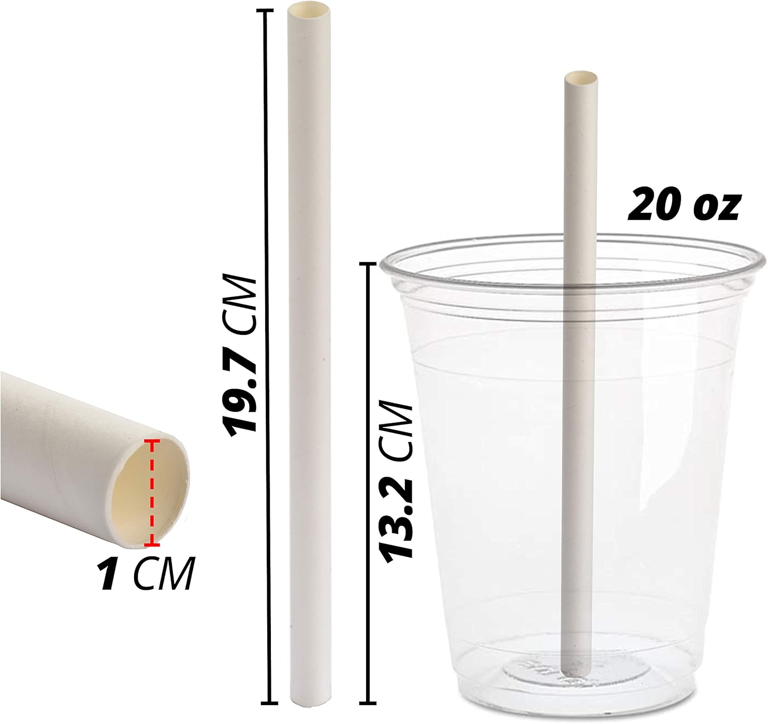 Friendly Straw 150 Pack Biodegradable Jumbo Smoothie Paper Straws, 7.75 ...