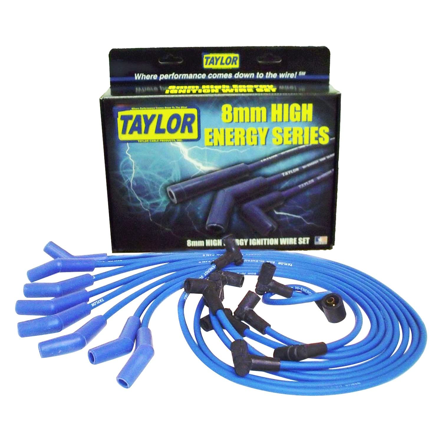 Taylor Cable 64604 Blue 8mm High Energy Spark Plug Custom Wire Set for ...