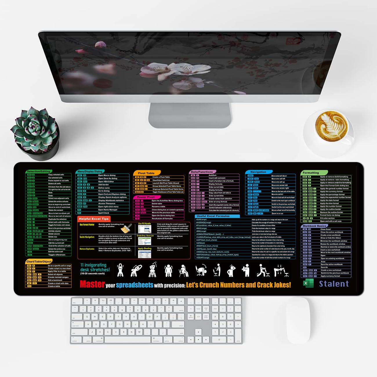 Excel Cheat Sheet Desk Pad, Updated Shortcuts Mouse Pad (31.5"x11.8 ...