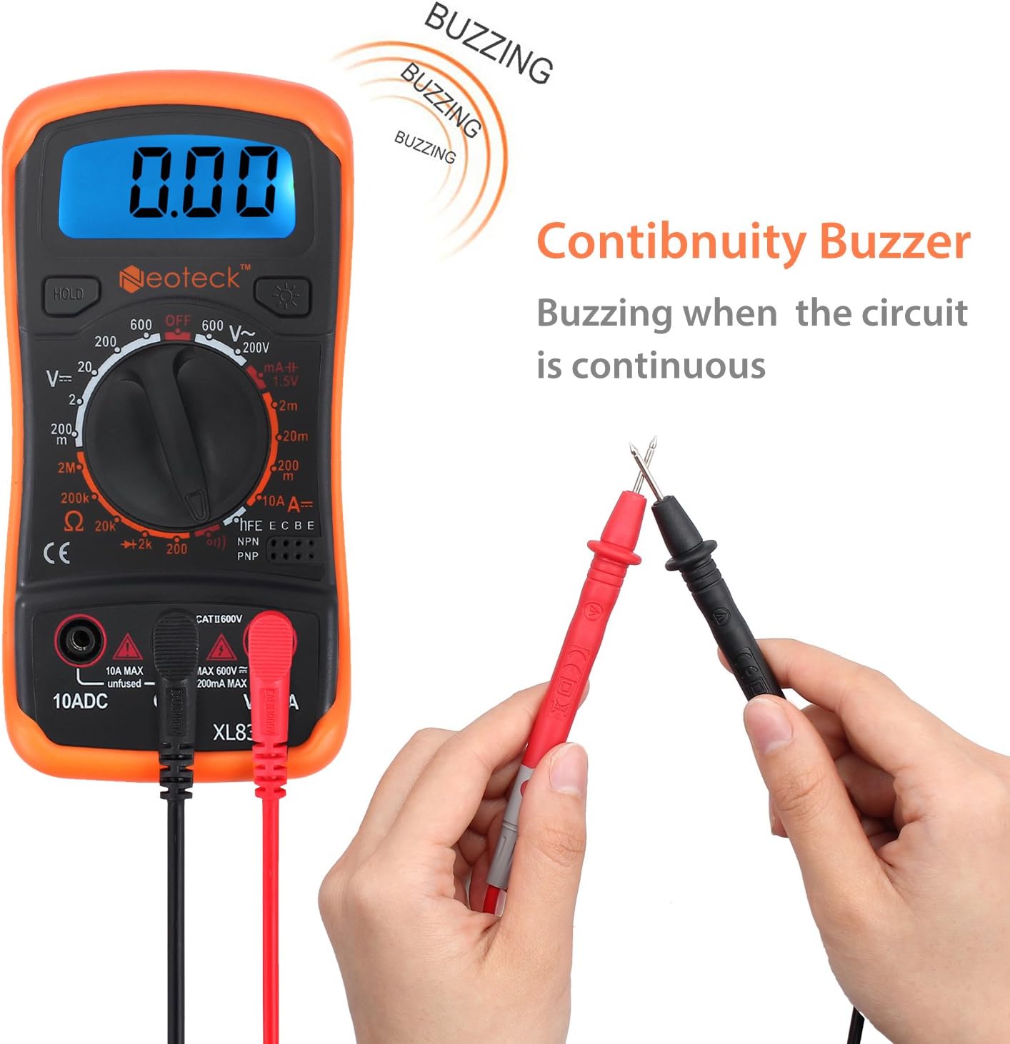 Neoteck Mini Digital Multimeter with Manual Range AC, DC, Voltage, DC ...
