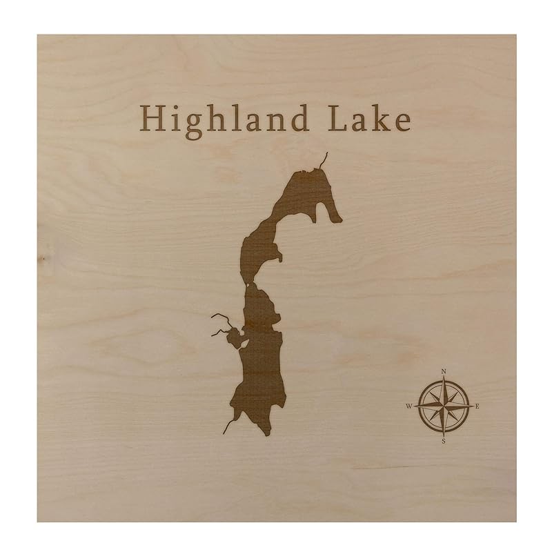 Amazon.com: Highland Lake Map 24x24" Wood Wall Art Office Decor Gift ...