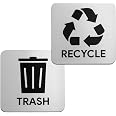 Amazon.com : Sutter Signs Trash and Recycle Signs | Large Silver Metal ...