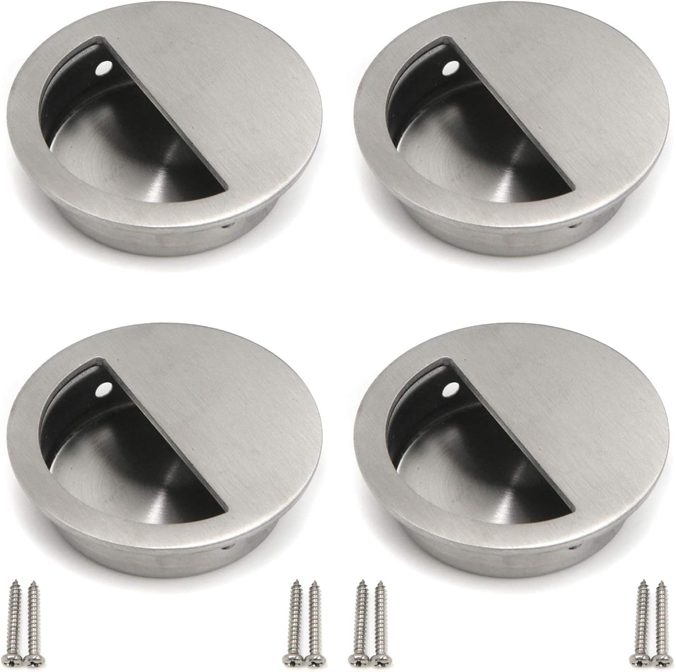 Geesatis 4 pcs Stainless Steel Sliding Door Pull Handle Round Flush ...