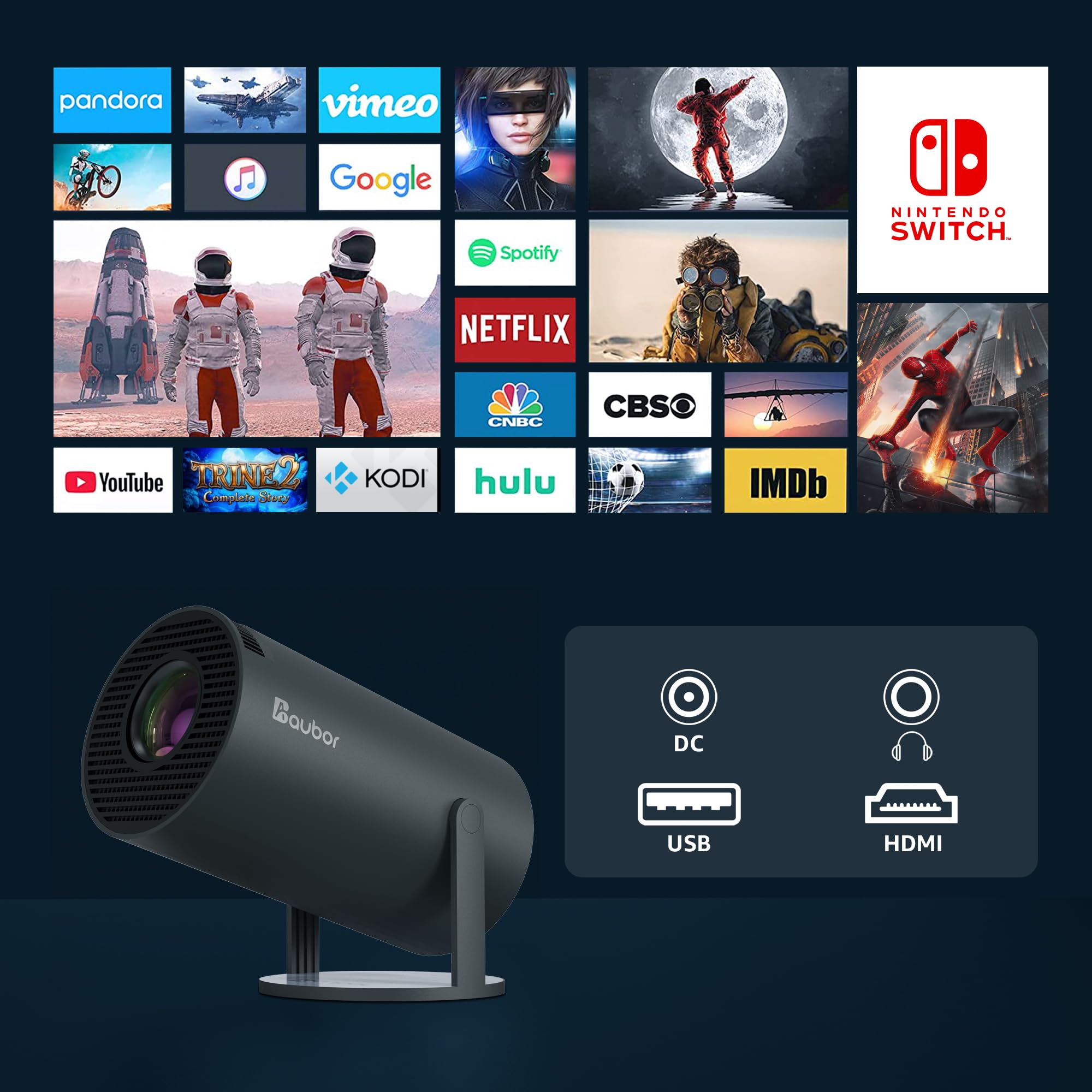 Mua aubor Mini Projector with Android TV 11.0, Support 1080P Smart ...