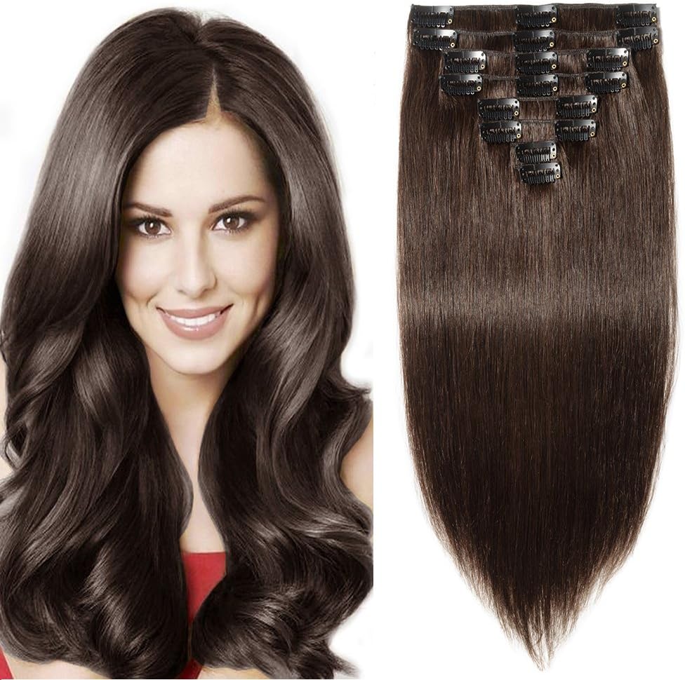 12-18" inch 75g-100g Double Drawn Clip in Human Hair Extensions Remy ...