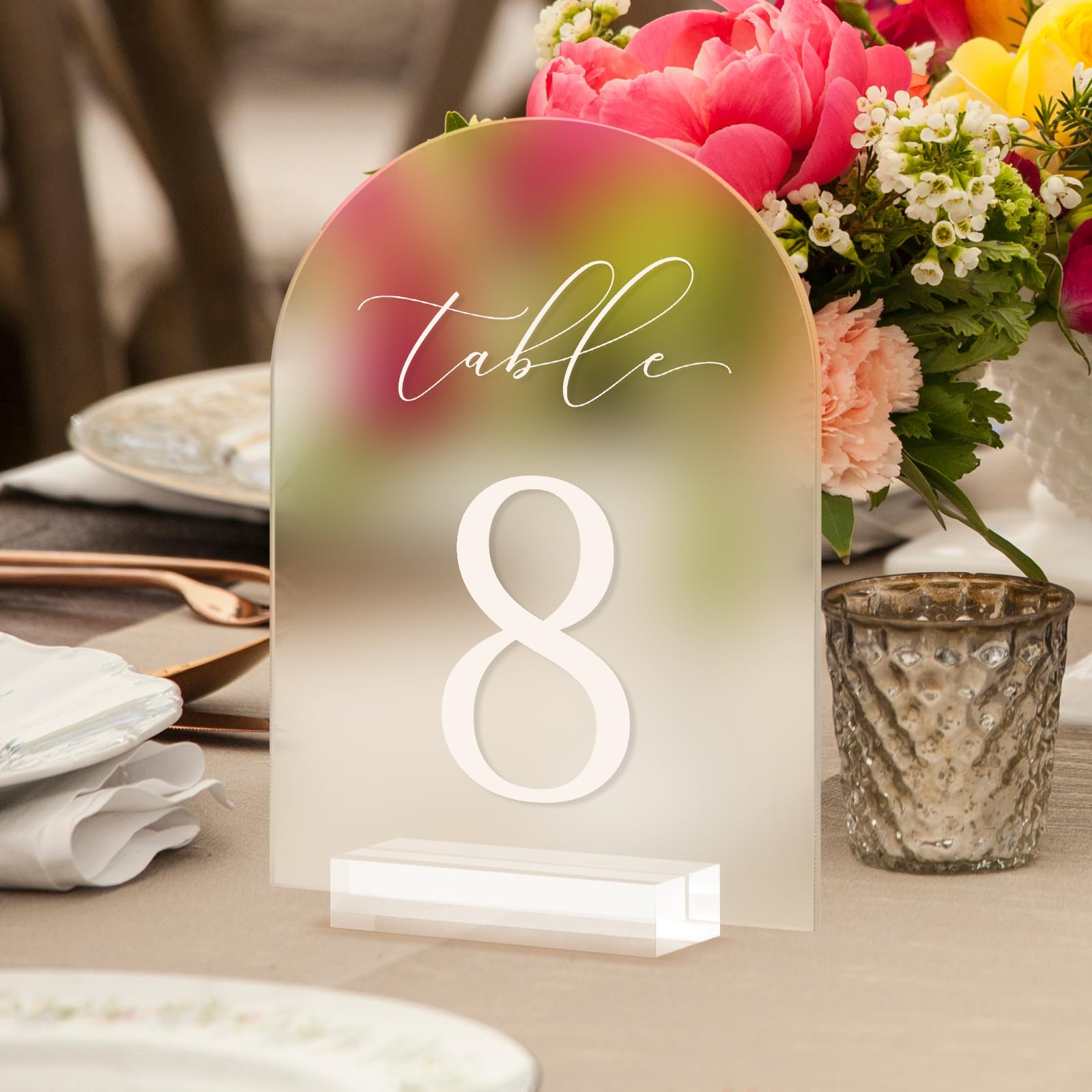 Frosted Arch Table Numbers For Wedding, 5x7 Inch Arched Acrylic Table ...