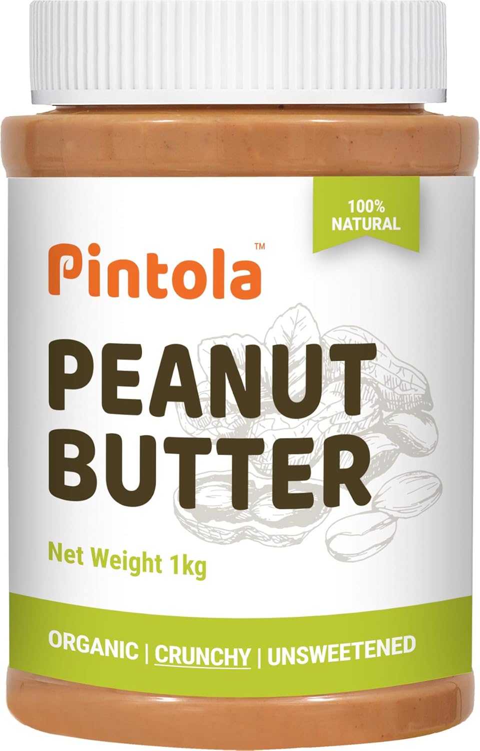 Amazon.com : All Natural Organic Roasted Peanut Butter, Spread (Crunchy ...