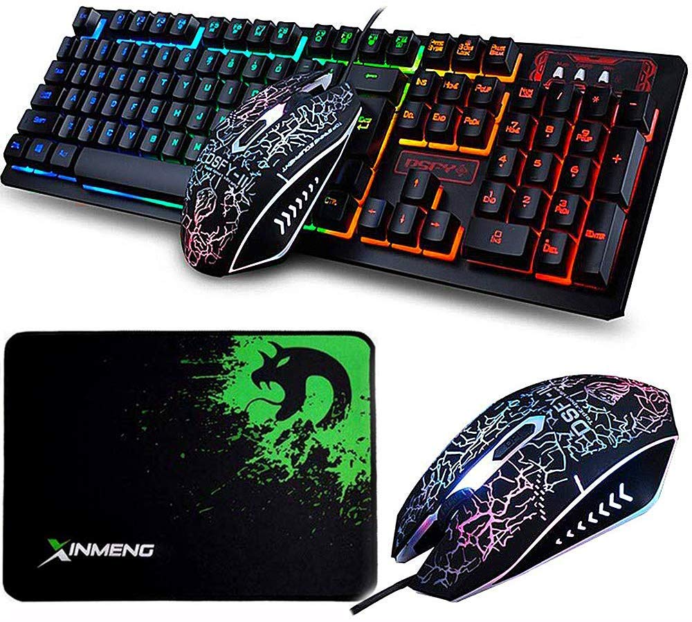 LexonElec Gaming Keyboard Mouse Combo K13 Wired Rainbow Led Backlit 104 ...