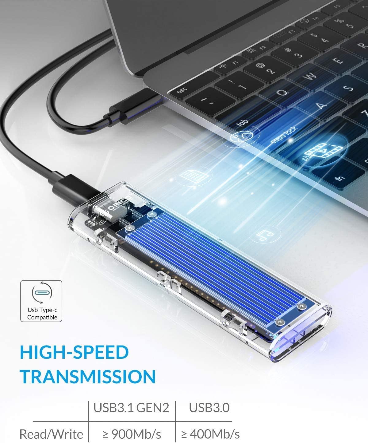 Orico NVMe M.2 SSD Enclosure USB 3.1 Gen 2 10Gbps M2 PCIe NVMe ...