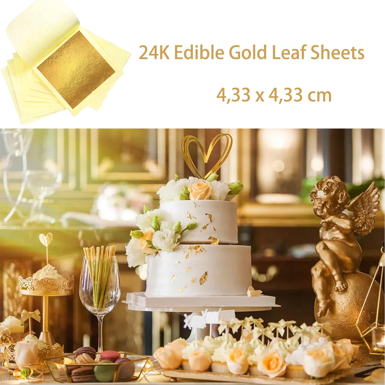 Edible Gold Leaf Edible Cake Decoration 24k Gold Leaf Leafing Sheets ...