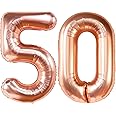 Amazon.com: KatchOn, Rose Gold 50th Birthday Balloons - Giant, 40 Inch | 50 Balloon Number ...