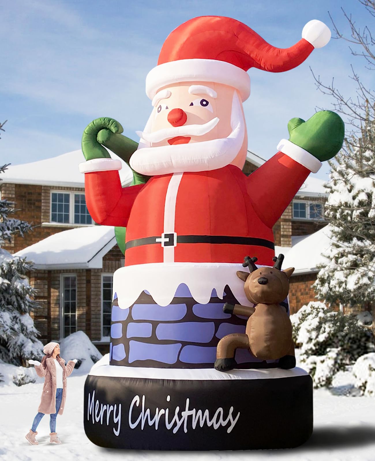 CHUNNIAN Giant Santa Inflatable 20FT Santa Claus with UL Blower for ...