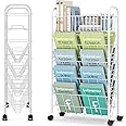Amazon.com: TOOLF 5 Tier Mobile Bookshelf, Metal Rolling Book Cart with ...