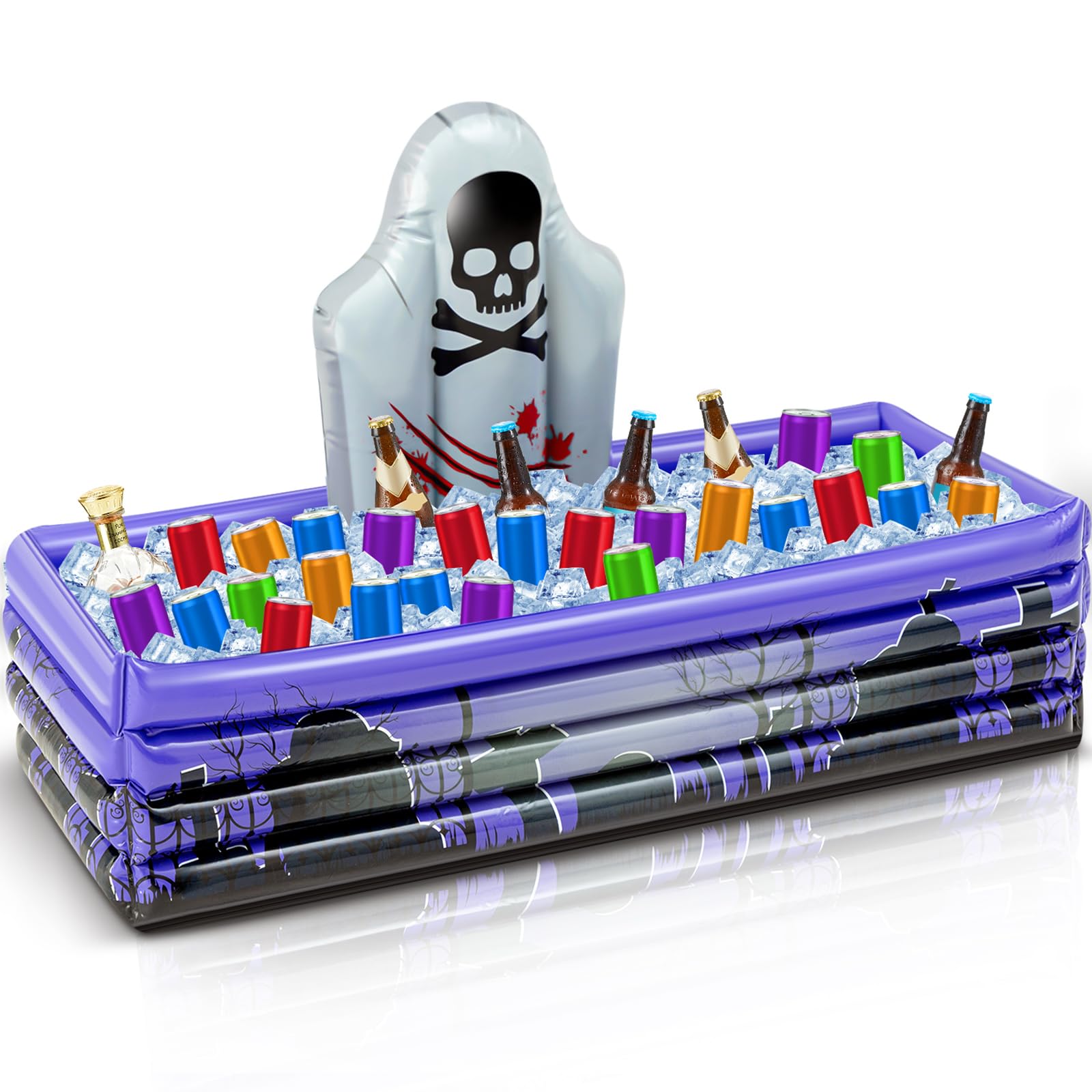 Aoriher 40 Inch Halloween Inflatable Cooler Drink Coffin Cooler Large ...