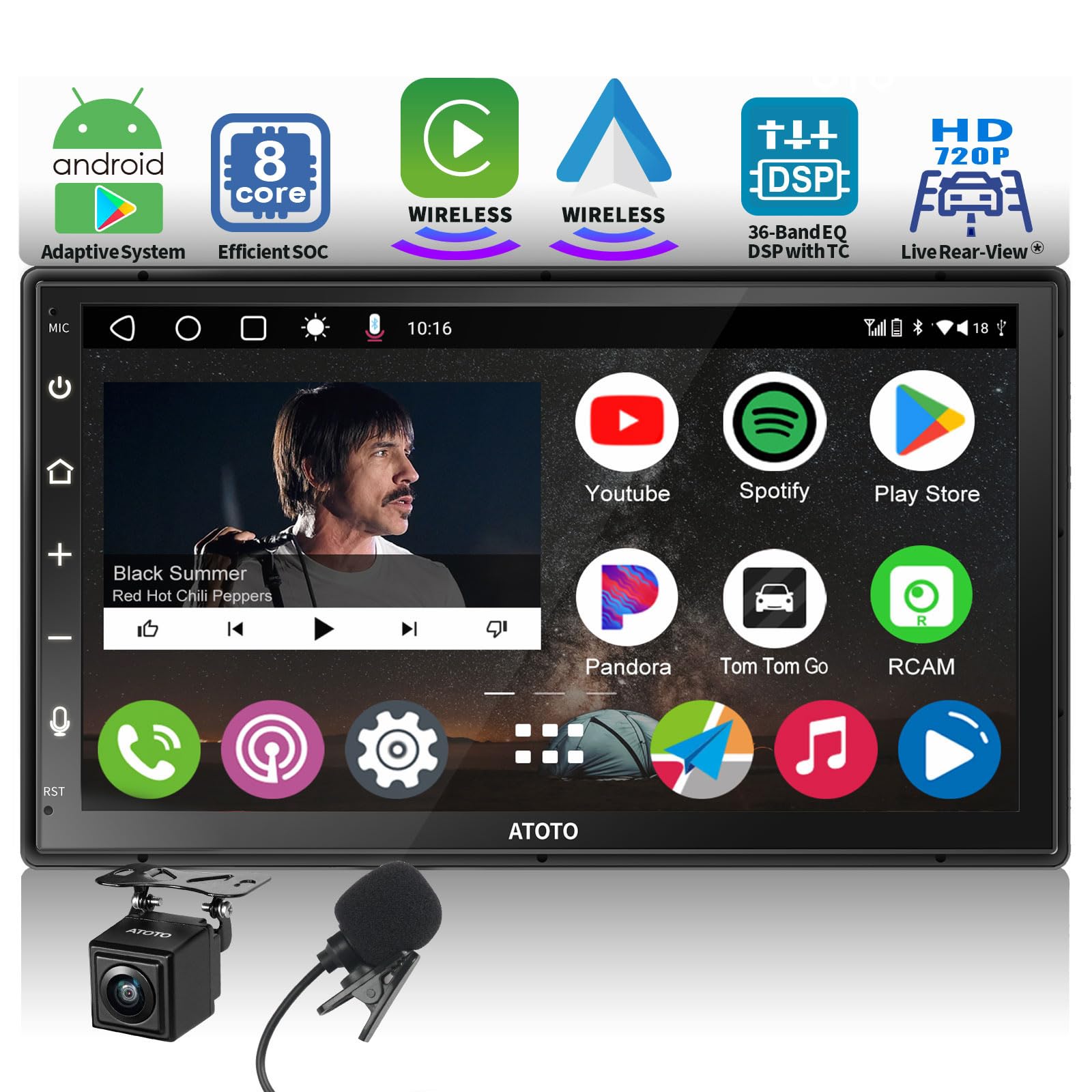 ATOTO A6 PF 7" Android Double DIN Car Stereo, Wireless Carplay ...