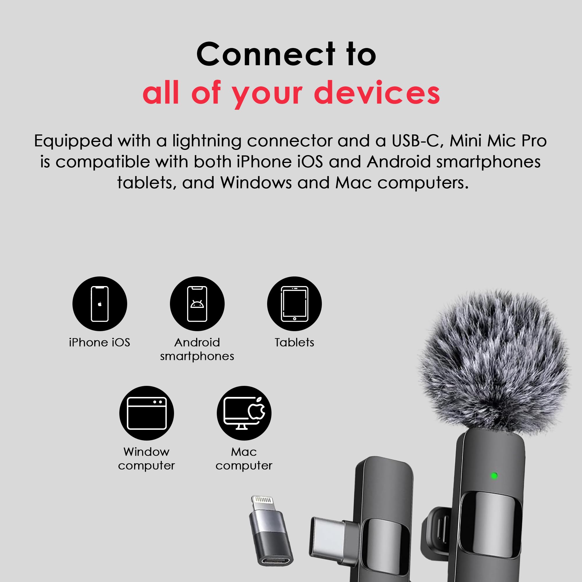 Mua Wireless Microphone for iPhone, iPad, Android, Lavalier Microphone ...