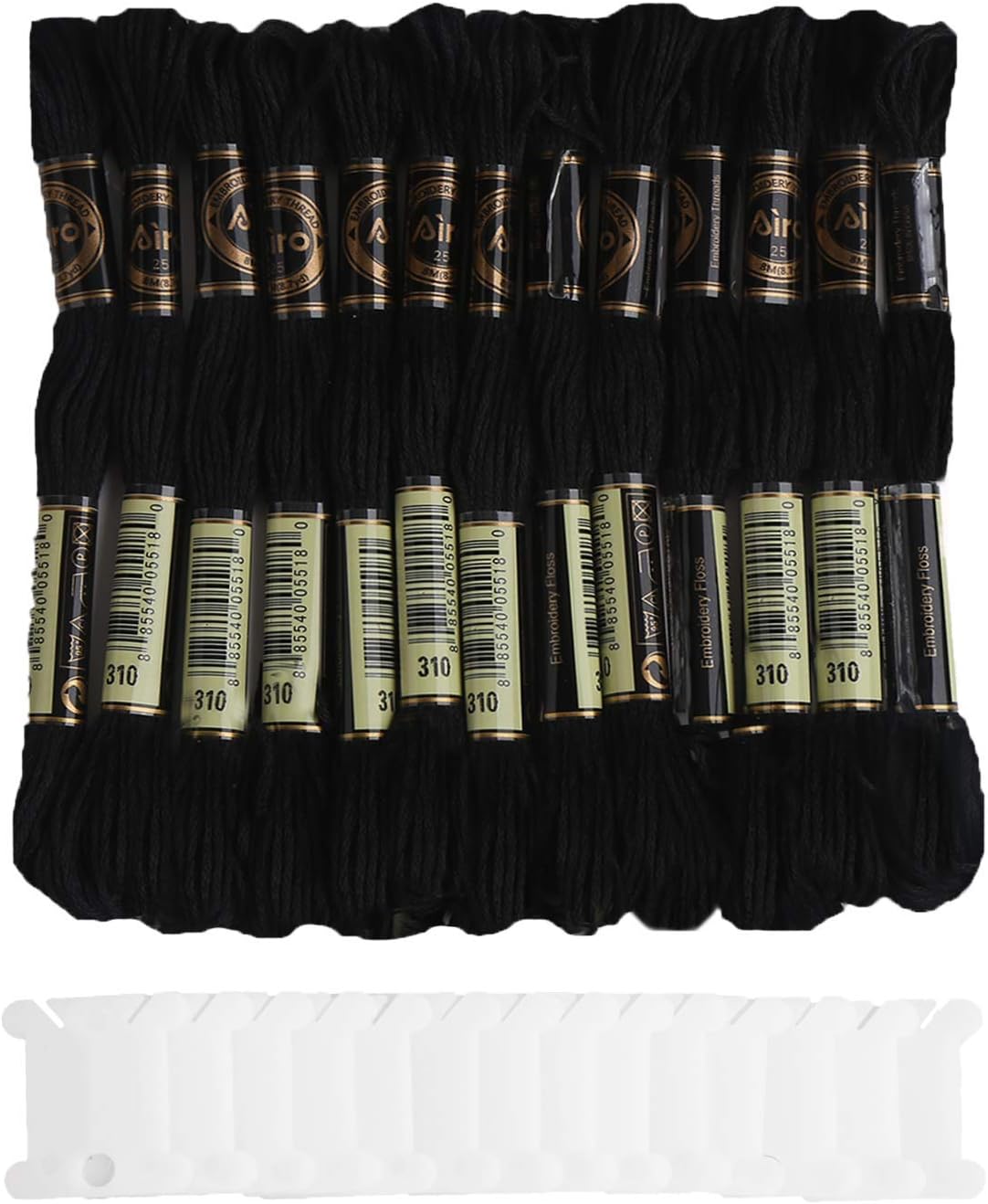 SULOLI Black Embroidery Threads,Black Cross Stitch Thread Black Series ...