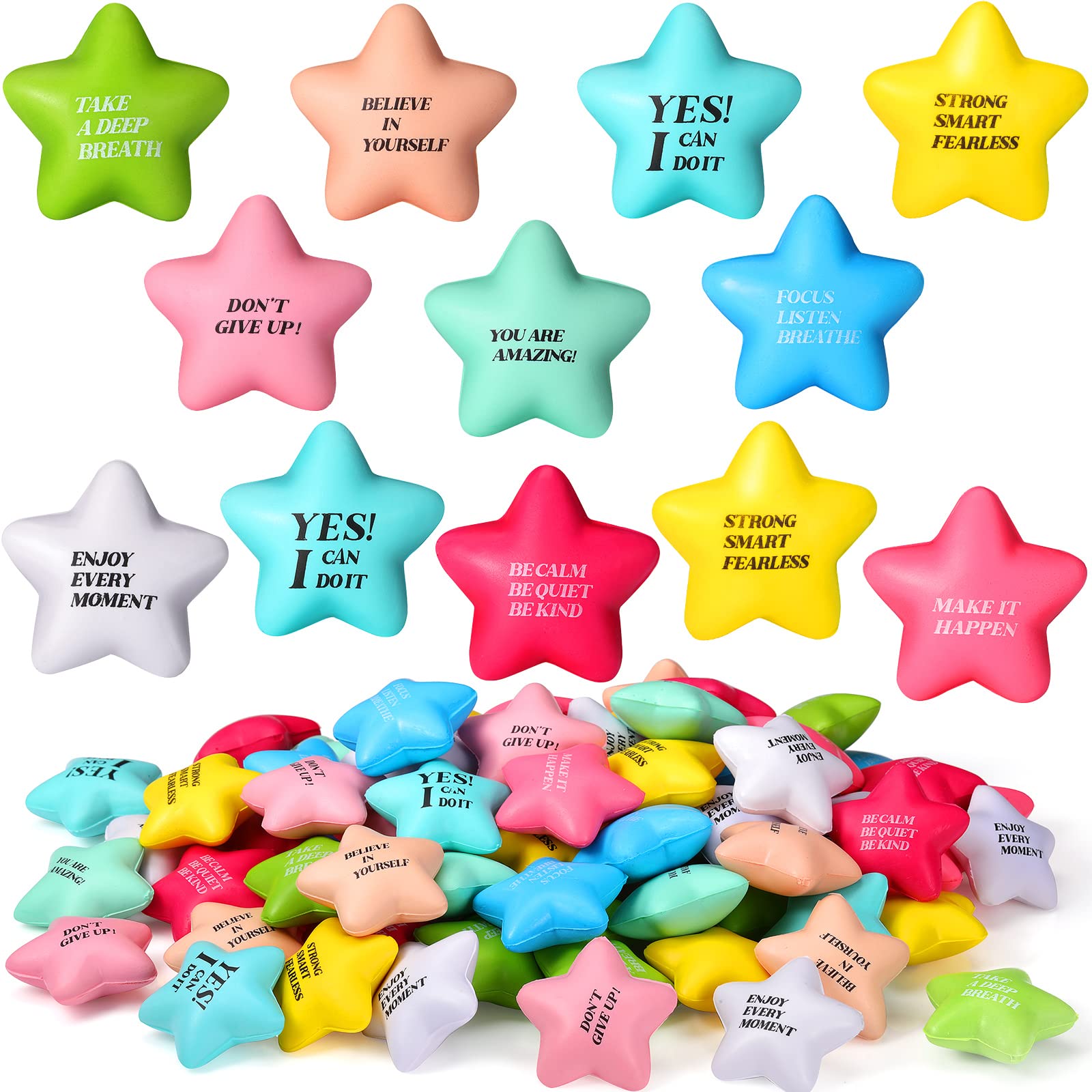 Sotiff 100 Pack Star Stress Balls Bulk Stress Relief Balls with ...