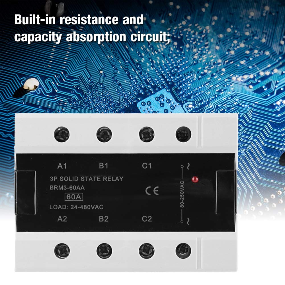 Load 24-480VAC Three Phase Solid State Relay 60AA/100AA BRM3-60AA Relay Solid State Relay Solid ...
