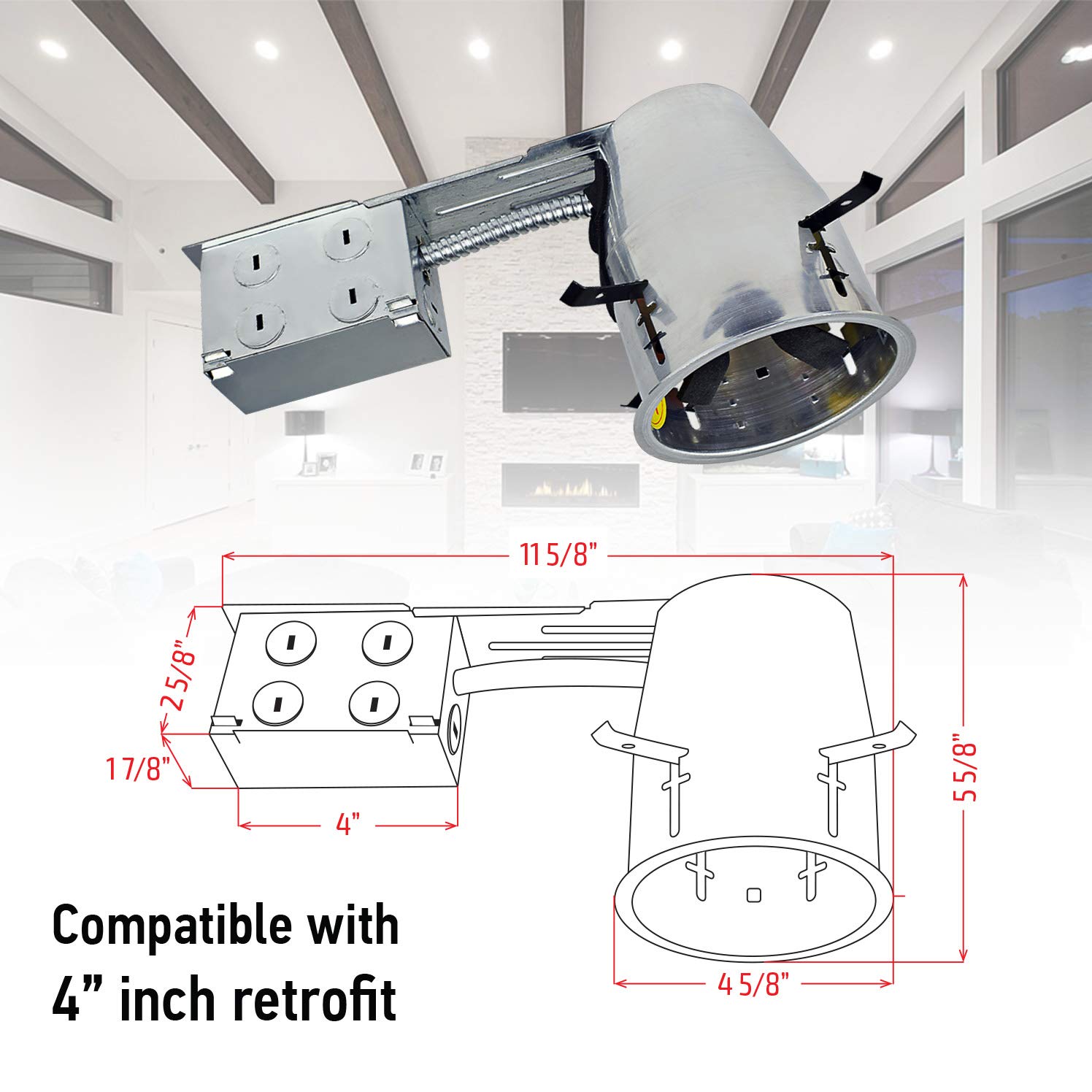 6 Pack ETL Listed OSTWIN 6 Inch Line Voltage Remodel Ceiling Can Air ...