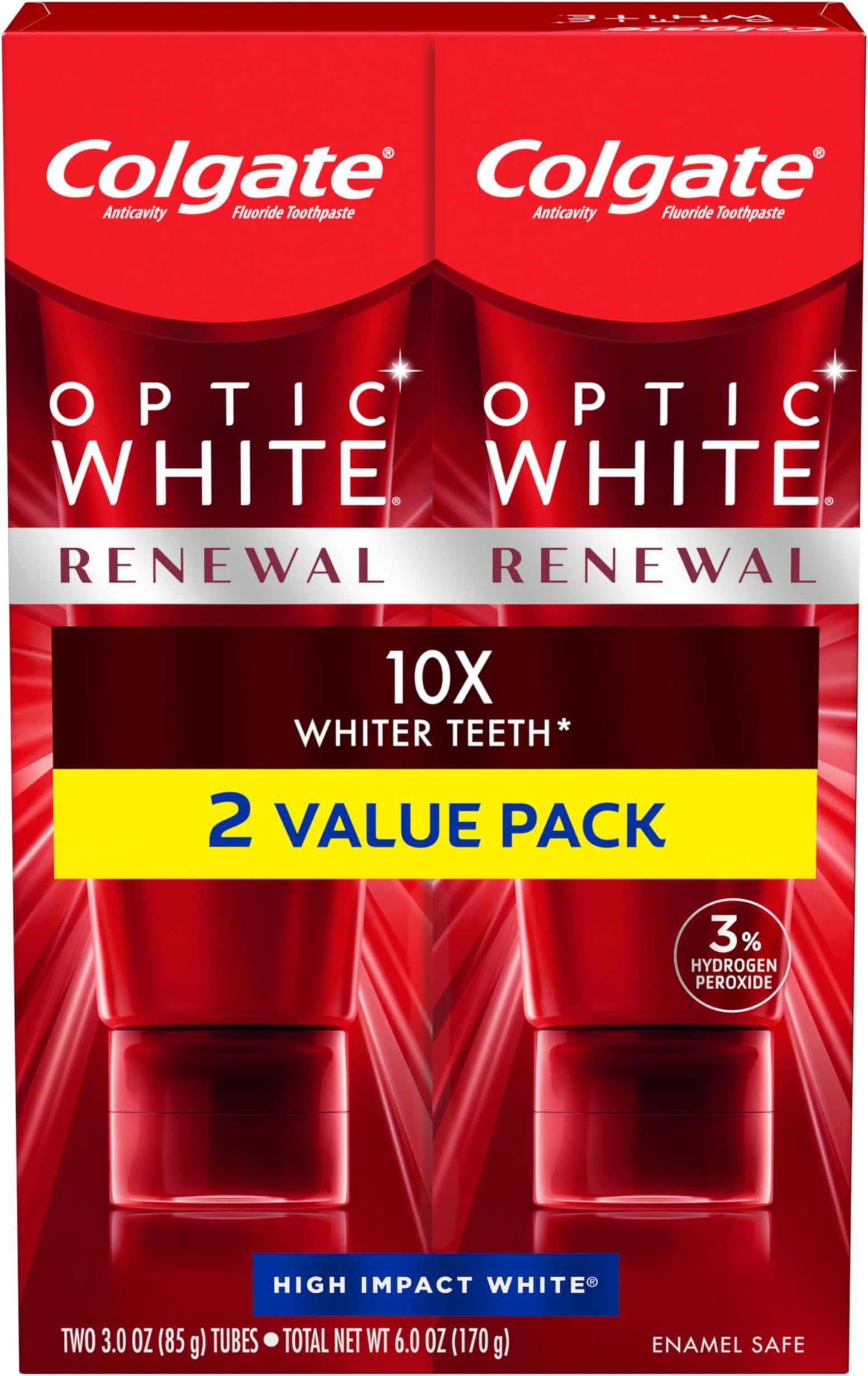Colgate Optic White Renewal Teeth Whitening Toothpaste with Fluoride, 3 ...