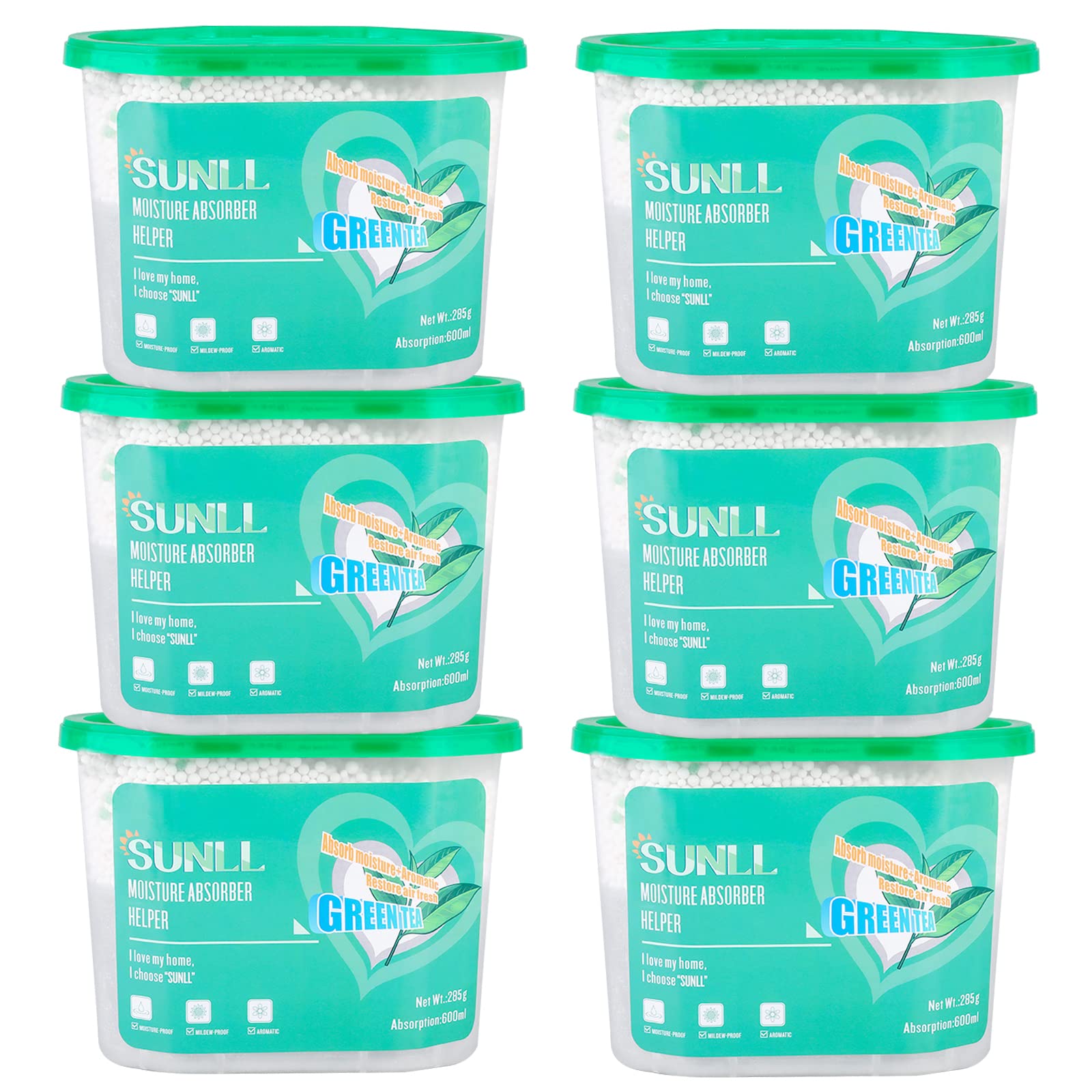 SUNLL Moisture Absorber boxes (6 Pack), 12.5 Oz, 600ML, Odor Eliminator ...
