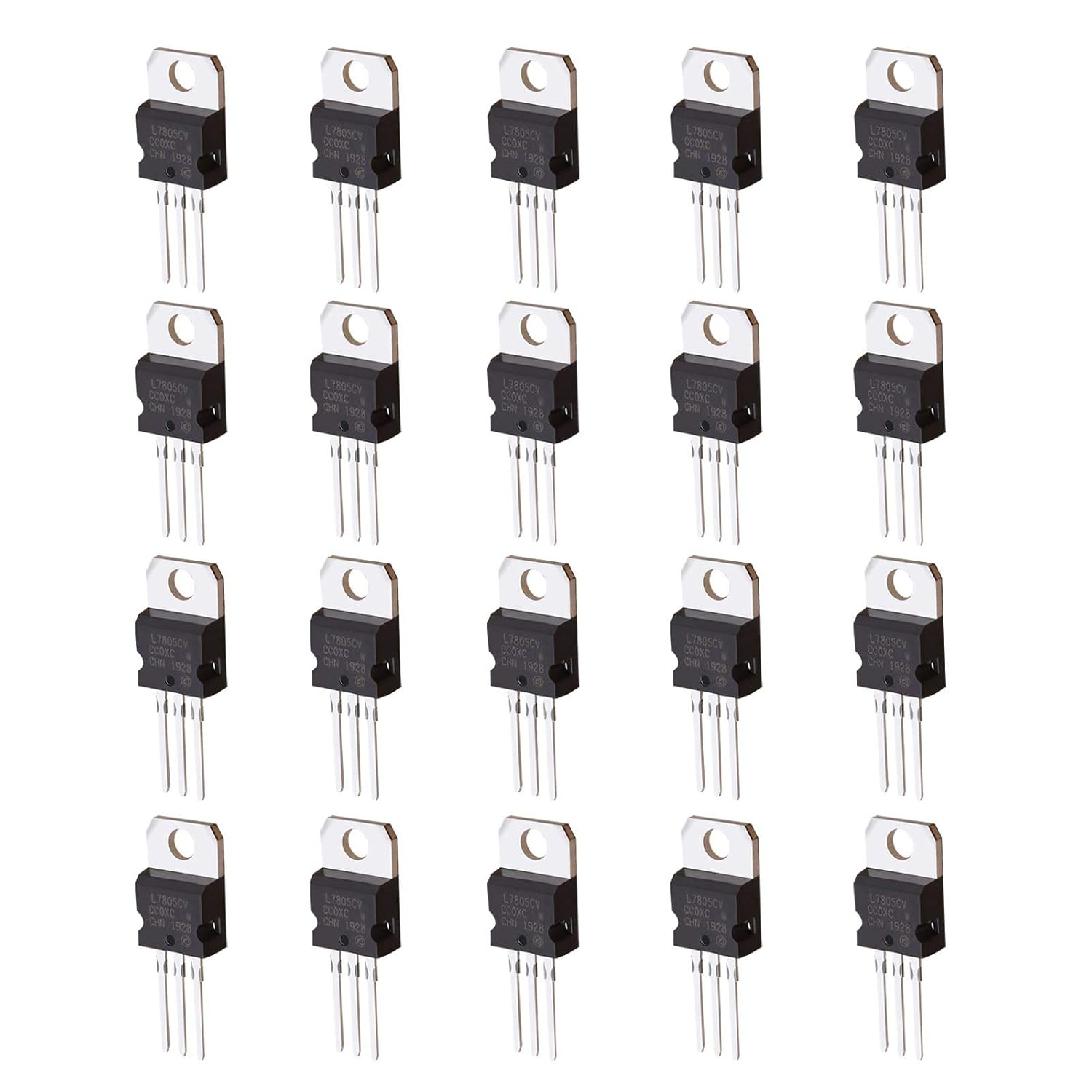 20Pcs L7805CV 5V 1.5A 3-Terminal Positive Voltage Regulators TO-220 Package L7805C LM7805 7805 ...