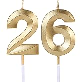 Amazon.com: Champagne Gold 26th & 62nd Birthday Candles for Cakes ...