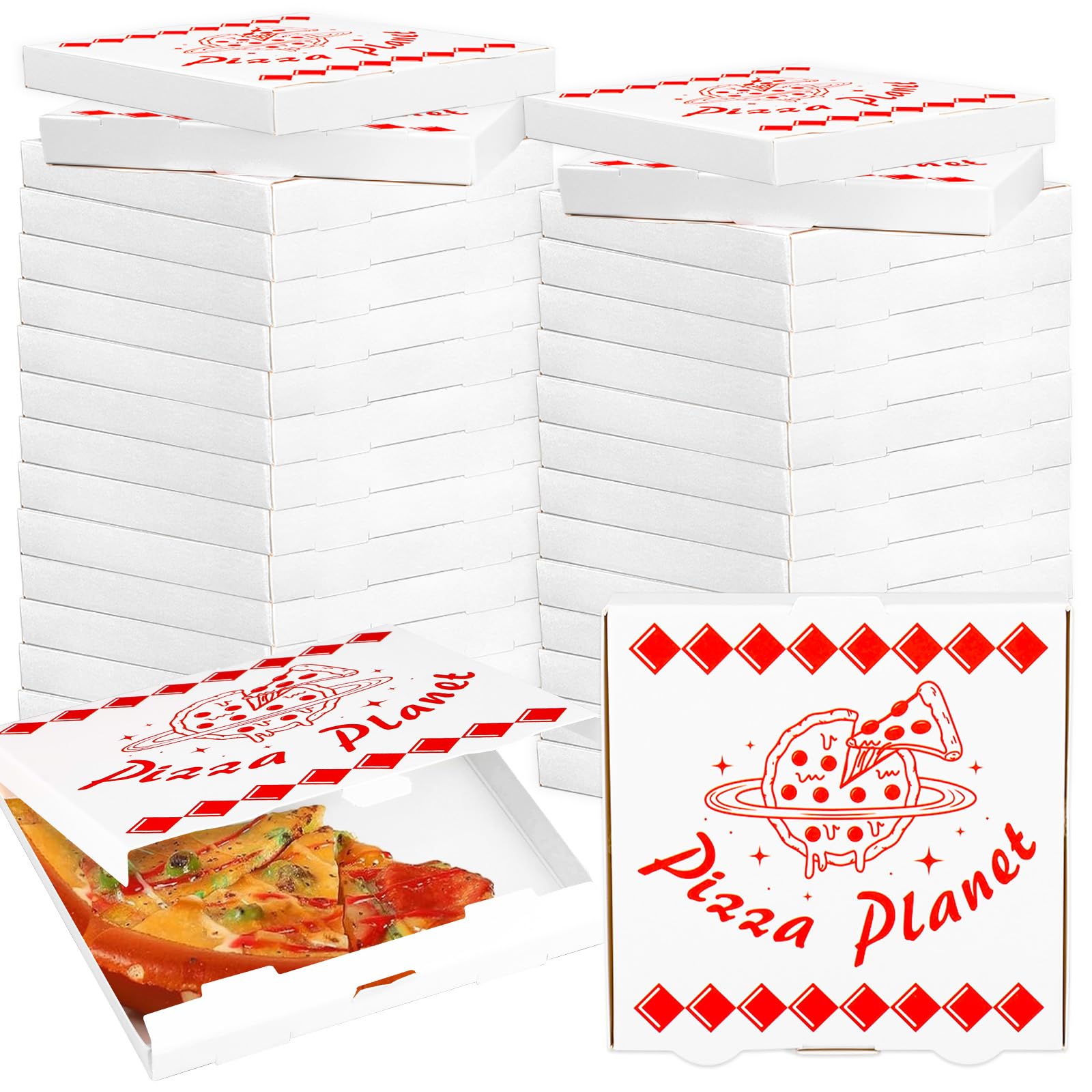JolliKids 48 Pack Pizza Boxes Planet Pizza Boxes 5.1 Inch Mini Pizza ...