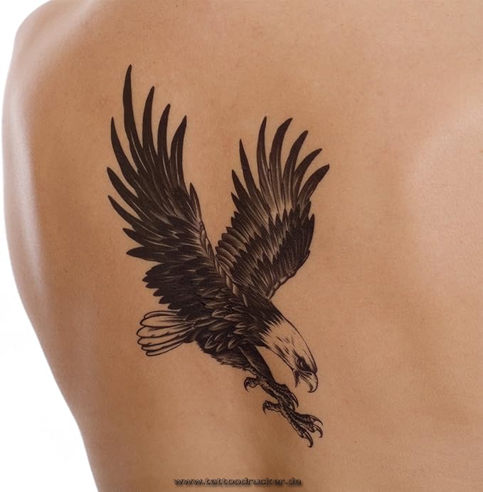 1 x Fliegender Adler - schwarzes XL einmal Haut Tattoo - HB105 (1 ...