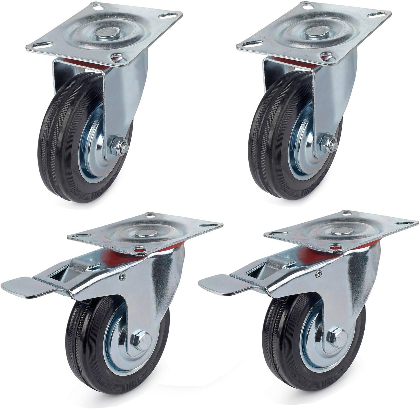 4 Heavy Duty 400kg 125mm Swivel Castor Wheels Trolley Furniture Caster ...