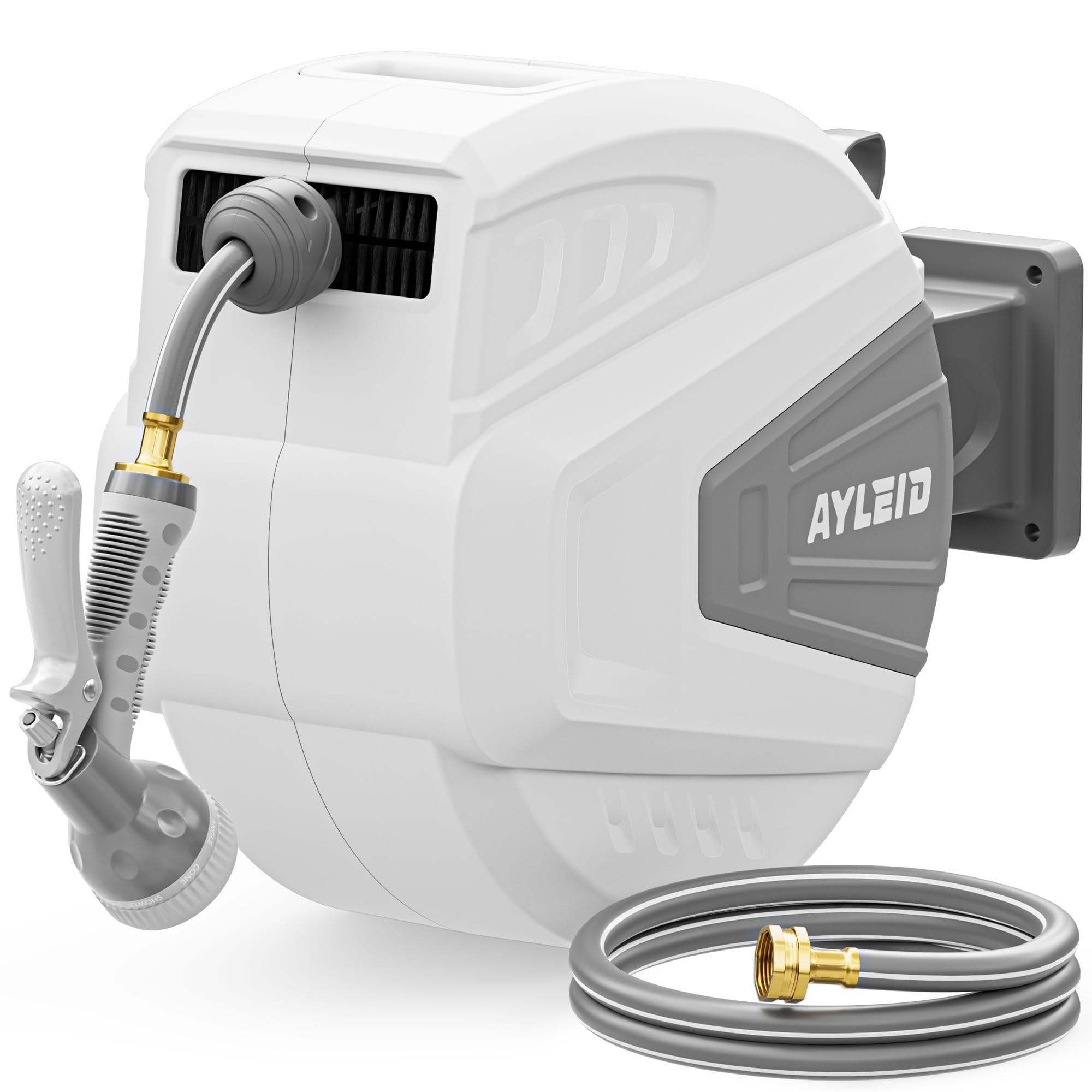 Ayleid Retractable Garden Hose Reel,1/2 in x 100 ft Wall Mounted Hose ...